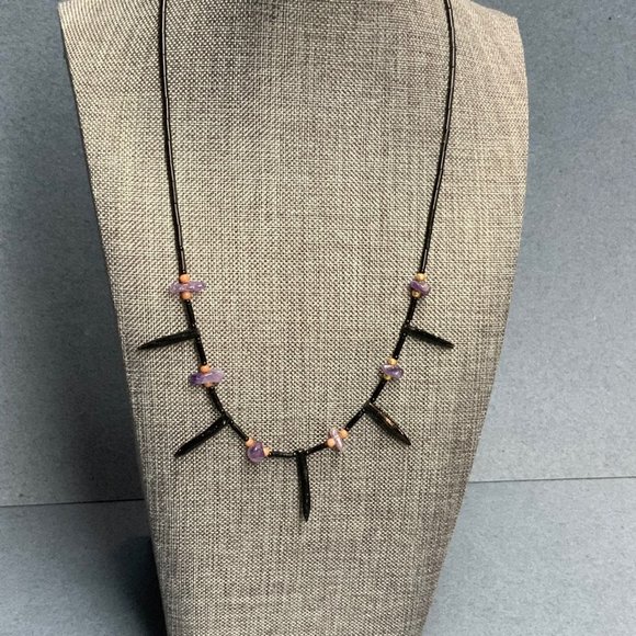 Jewelry | Long Spike Necklace Barbie Black Pink Purple Silver Screw ...